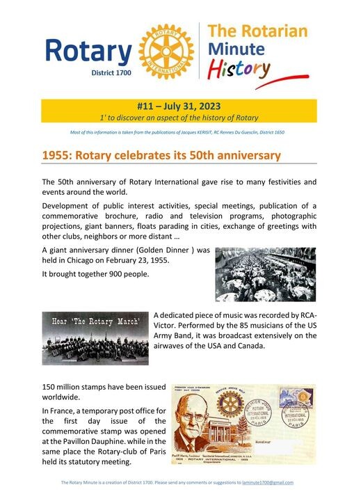 The Rotarian Minute History - Rotary Club de Torres Vedras